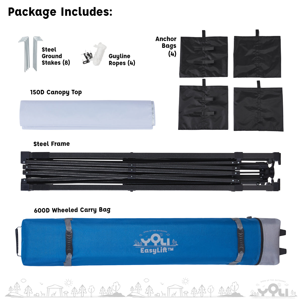 YOLI Avalon EasyLift™ 144 12'x12' Instant Canopy - White – YOLI Outdoor